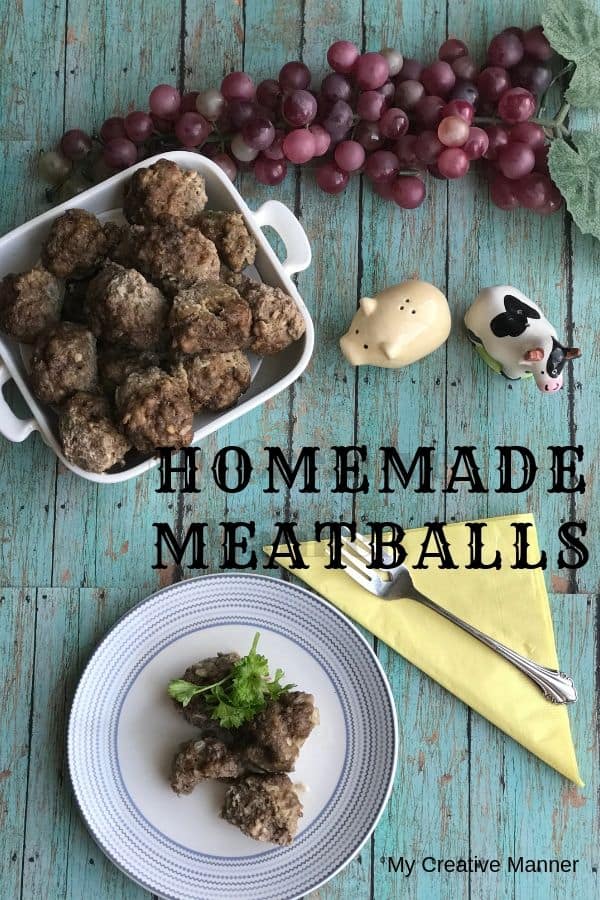 Homemade meatballs made with two types of meat