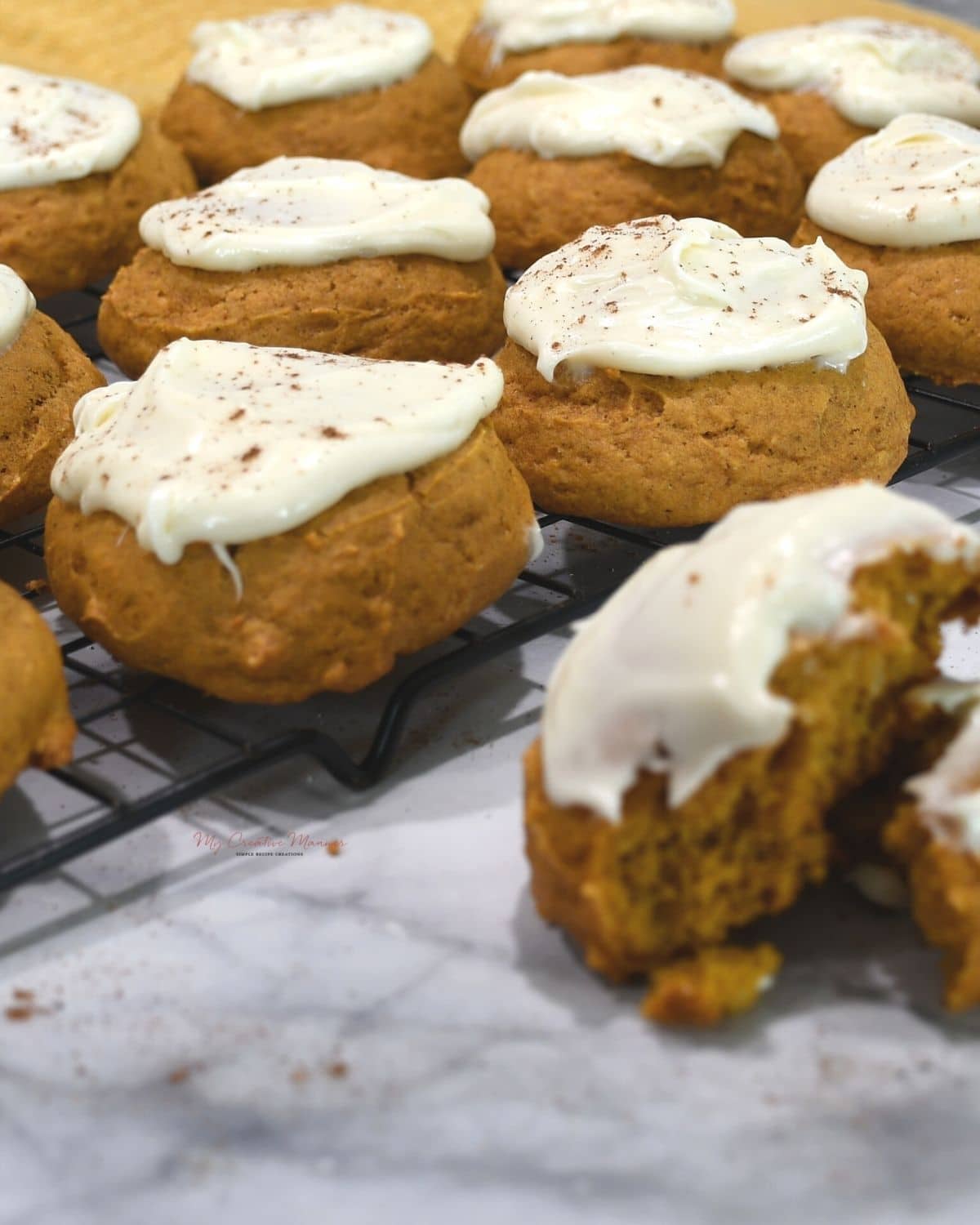 Pumpkin Cookies WIth Cream Cheese Frosting