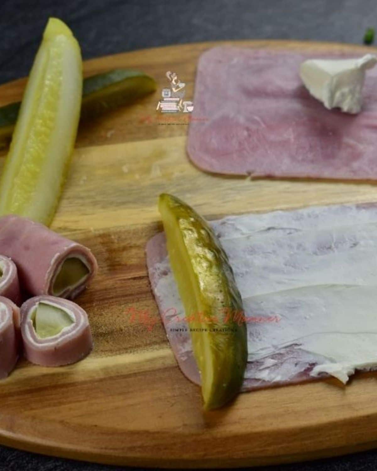 Ham Cream Cheese Roll-Ups With Pickle and Onion