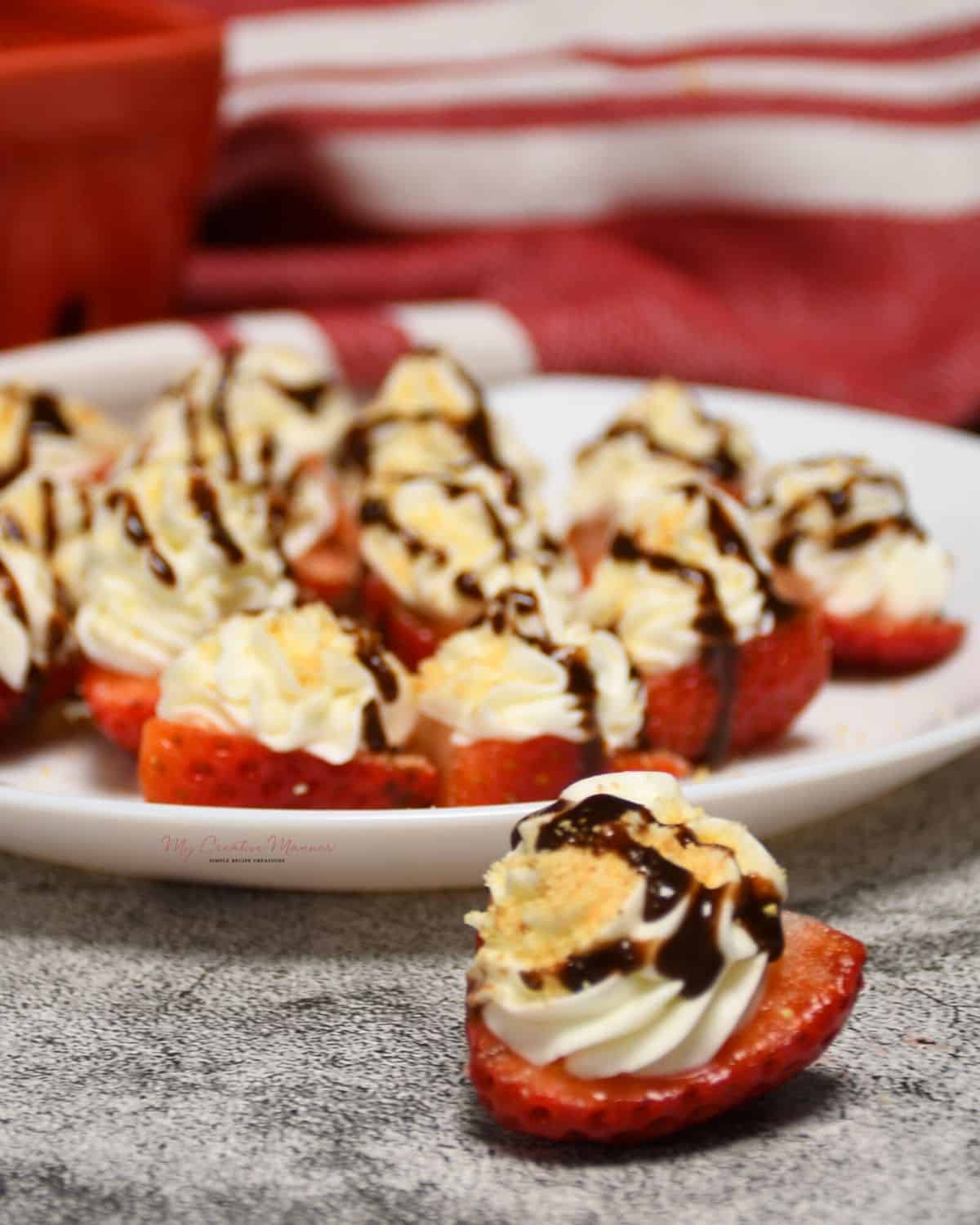 Deviled Strawberries Topped With Graham Cracker Crumbs