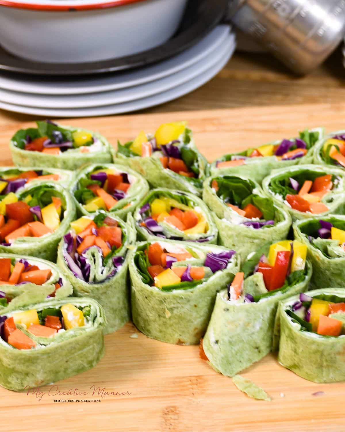 Rainbow Veggie Pinwheels Recipe - My Creative Manner