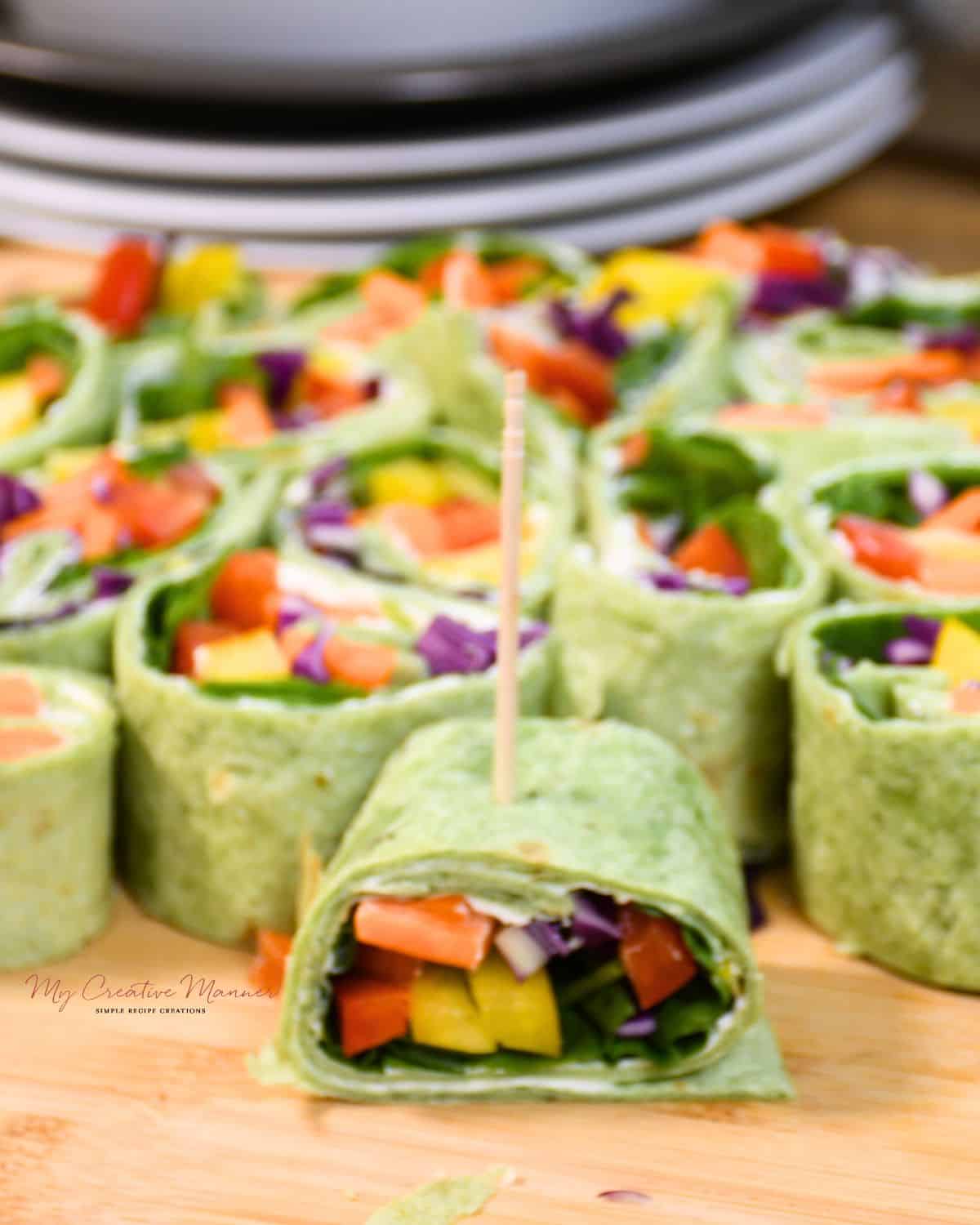 Rainbow Veggie Pinwheels Recipe - My Creative Manner
